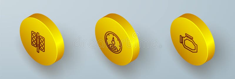 Set Isometric Line Racing Traffic Light, Speedometer and Check Engine ... Set Isometric Line Racing Traffic Light, Speedometer and Check Engine ...