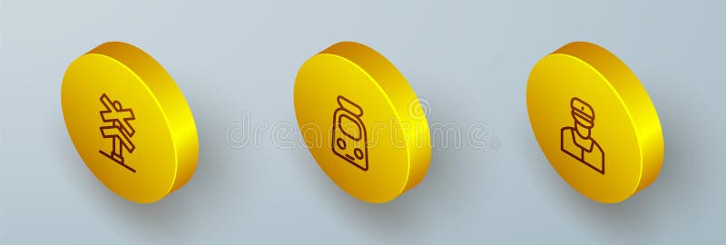 Set Isometric Line Railroad Crossing, Train and Railway and Conductor ... Set Isometric Line Railroad Crossing, Train and Railway and Conductor ...