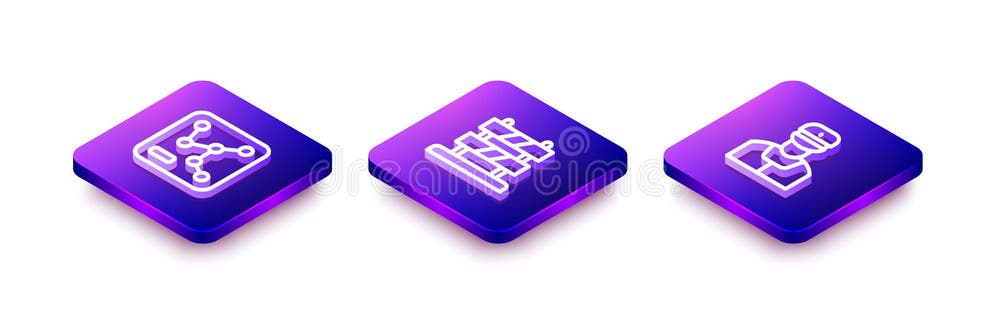 Set Isometric Line Railway Map, End of Railway Tracks and Train ...