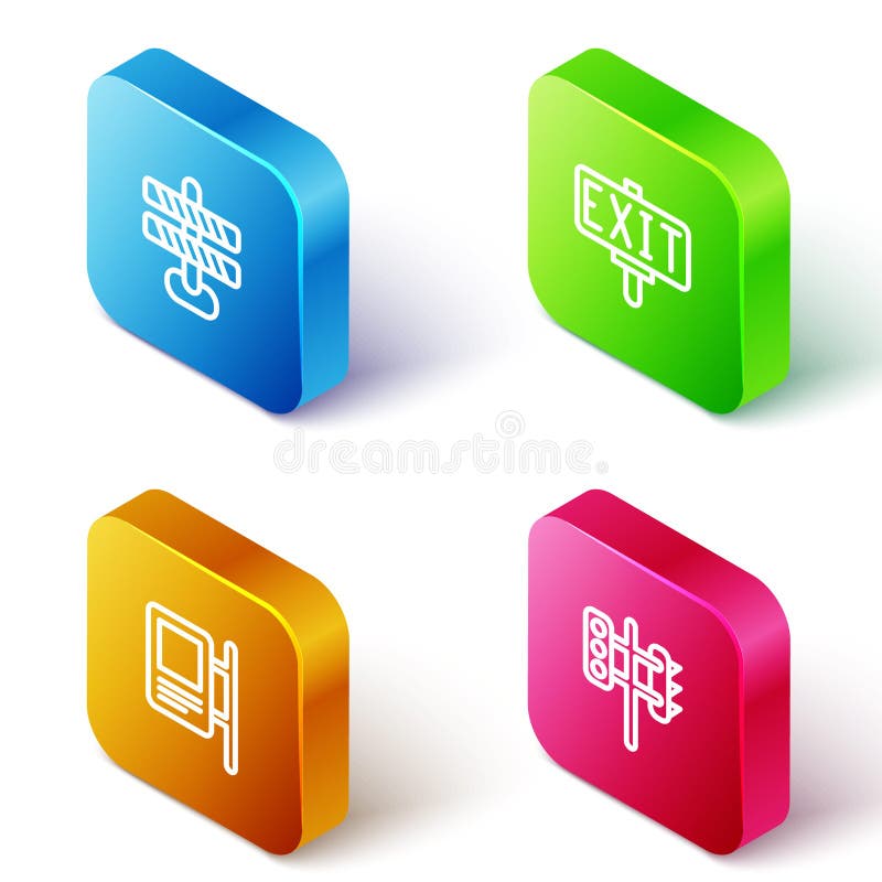 Isometric Exit Sign Stock Illustrations – 1,677 Isometric Exit Sign ...