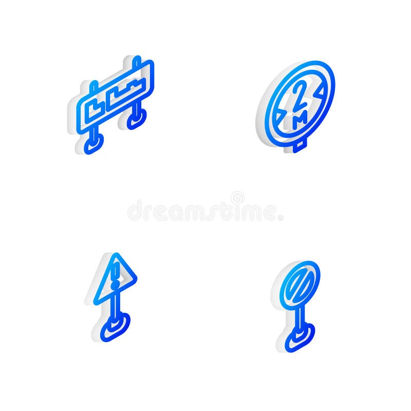 Set Isometric Line Road Traffic Sign, , Exclamation Mark in Triangle ...