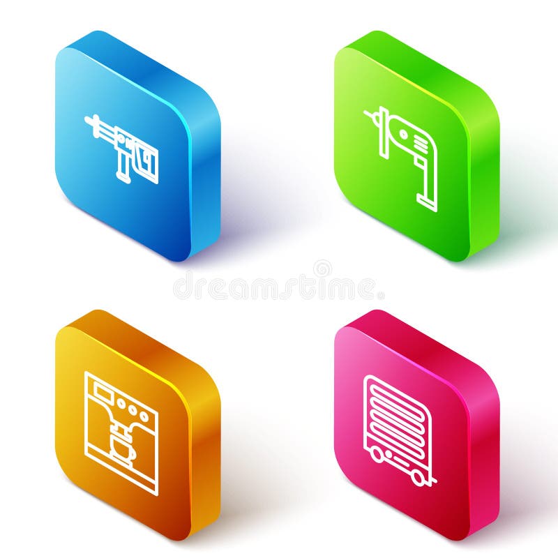 Set Isometric Line Rotary Hammer Drill Machine, Electric, Coffee and ...