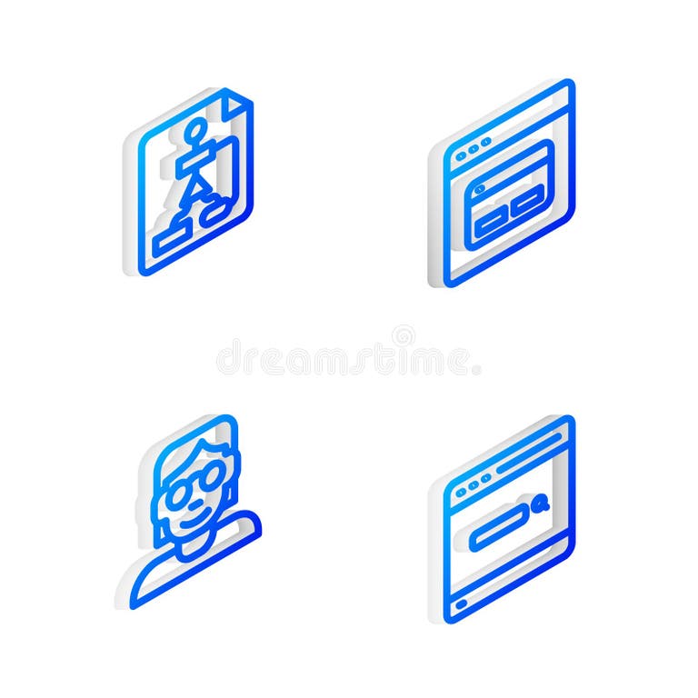 Set Isometric Line Search Engine Flowchart Hacker Or Coder And Icon 4093