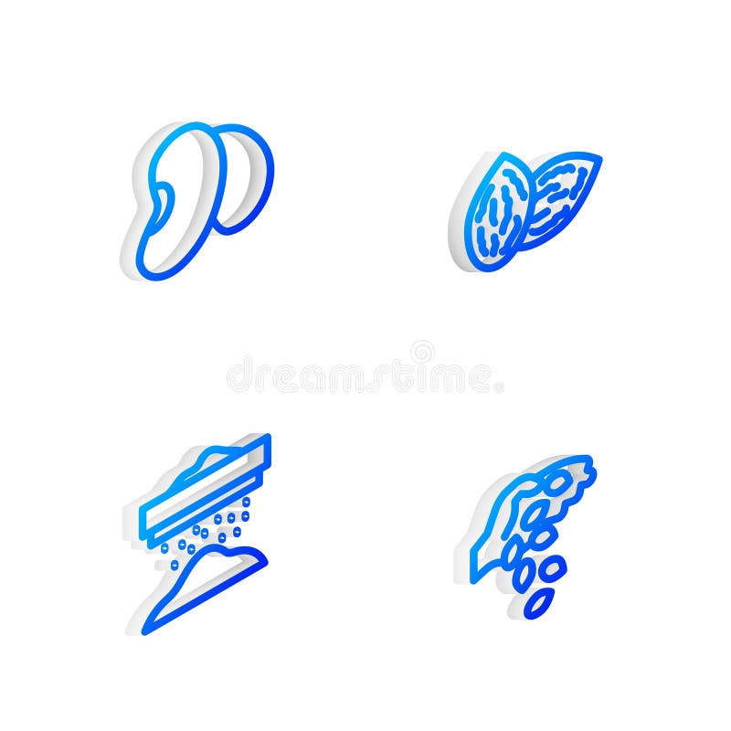 Set Isometric Line Seed, Beans, Sifting Flour and Icon. Vector Stock ...