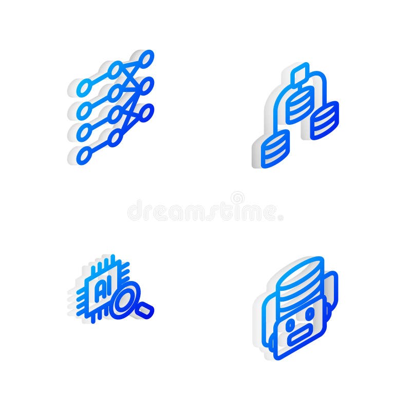 Set Isometric Line Server, Data, Neural Network, Processor CPU and ... Set Isometric Line Server, Data, Neural Network, Processor CPU and ...