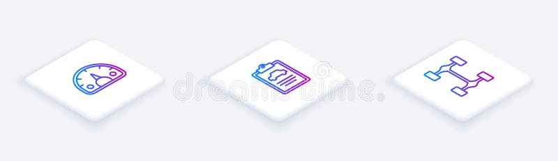 Set Isometric Line Speedometer, Car Inspection And Chassis Car. White ... Set Isometric Line Speedometer, Car Inspection And Chassis Car. White ...