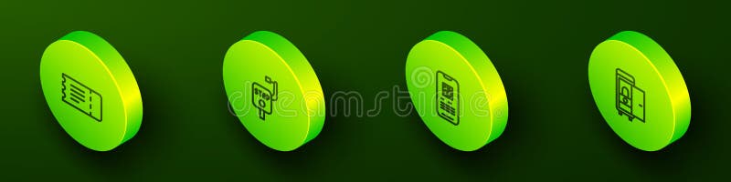 Set Isometric Line Train Ticket, Emergency Brake, E-ticket Train and ...