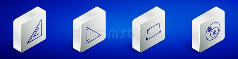 Set Isometric Line Triangular Ruler, Triangle Math, Acute Trapezoid ...