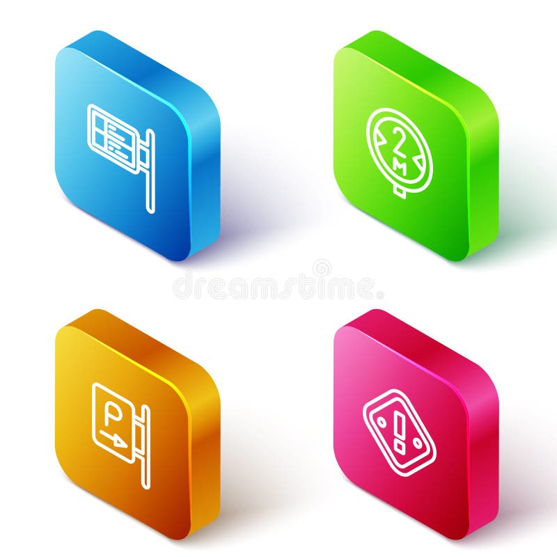 Set Isometric Line Ublic Transport Board, Road Traffic Sign, Parking ... Set Isometric Line Ublic Transport Board, Road Traffic Sign, Parking ...