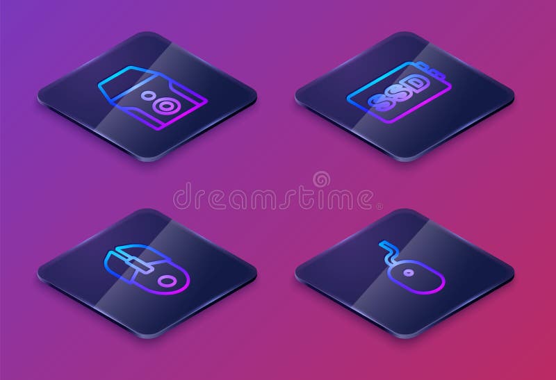 Set Isometric Line Uninterruptible Power Supply, Computer Mouse, SSD ...