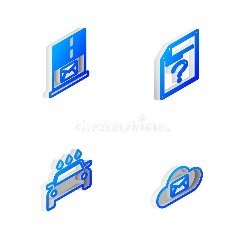 Set Isometric Line Unknown Document, Mail Server, Car Wash and Cloud ... Set Isometric Line Unknown Document, Mail Server, Car Wash and Cloud ...