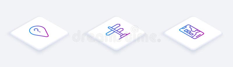 Set Isometric Line Unknown Route Point, Road Traffic Sign and City Map ...