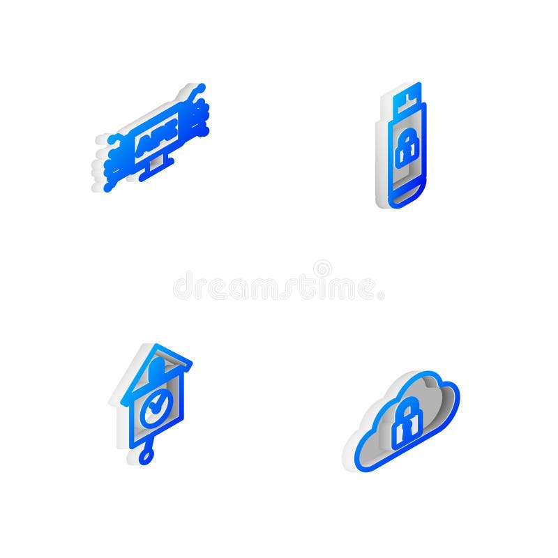 Set Isometric Line USB Flash Drive with Lock, Computer Api Interface ... Set Isometric Line USB Flash Drive with Lock, Computer Api Interface ...