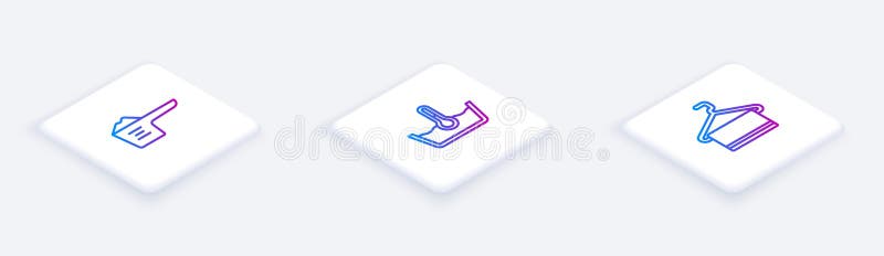 Set Isometric Line Washing Powder, Temperature Wash and Towel on Hanger ...