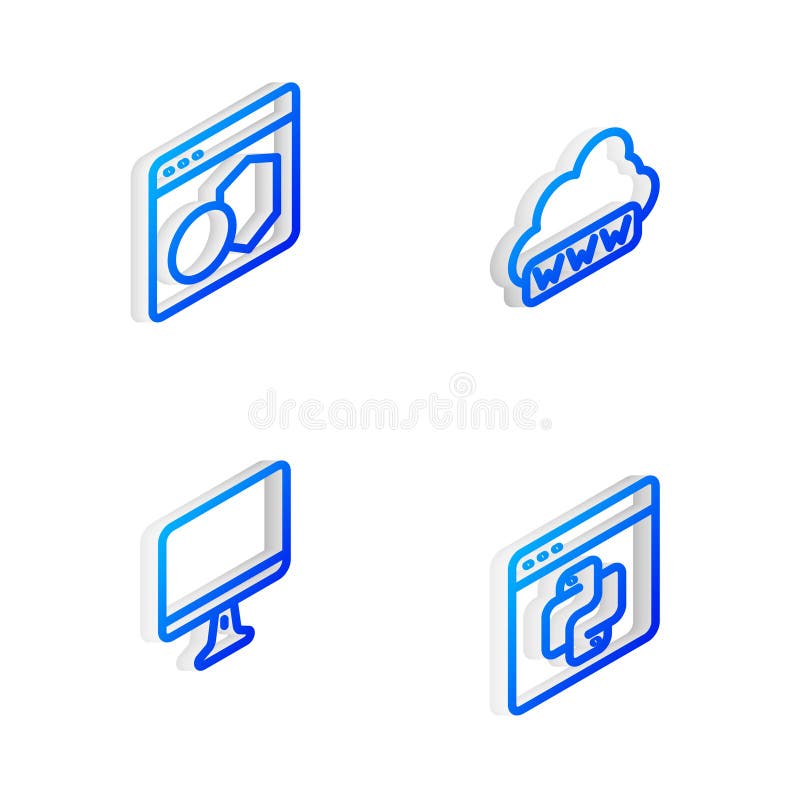 Set Isometric Line Web Development, Software, Computer Monitor Screen ... Set Isometric Line Web Development, Software, Computer Monitor Screen ...