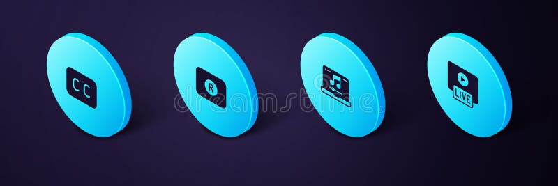 Set Isometric Live Stream, Laptop with Music, Record Button and ...