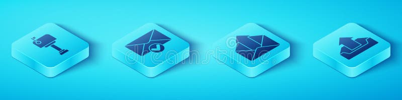 Set Isometric Mail Box, Envelope and Check Mark, Upload Inbox and ... Set Isometric Mail Box, Envelope and Check Mark, Upload Inbox and ...