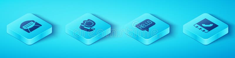 Set Isometric Mail and E-mail, Telephone Handset with Shield, Phone ...