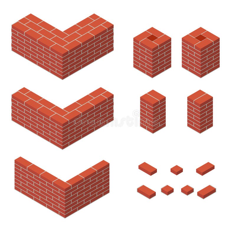 Set of Isometric Masonry Items Stock Vector - Illustration of stone ...
