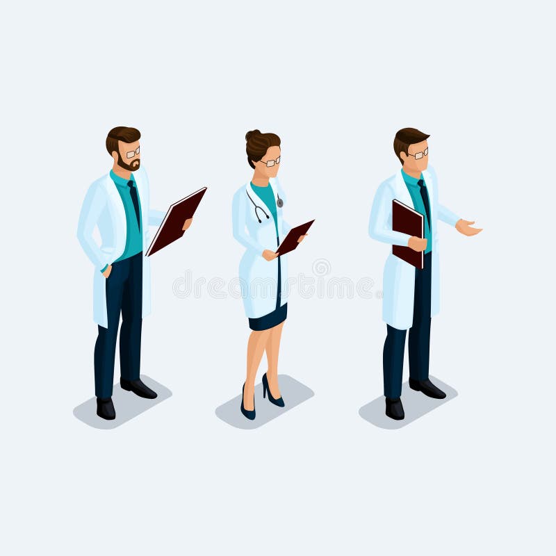 Set Isometric, Medical Workers and Patients, Hospital Bed, MRI, X-ray ...