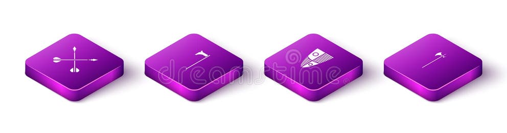 Set Isometric Medieval Crossed Arrows, Axe, Shield and Halberd Icon ...