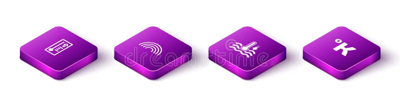 Set Isometric Meteorology Thermometer, Rainbow, Water and Kelvin Icon ...