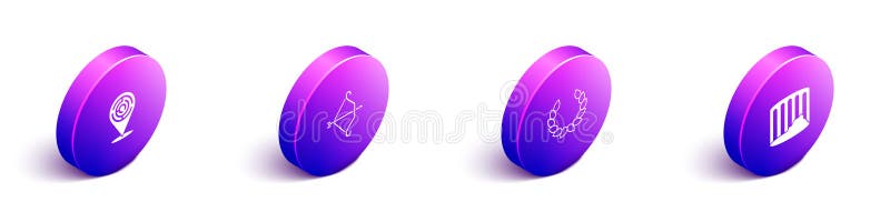 Set Isometric Minotaur Labyrinth, Medieval Bow with Arrow, Laurel ...