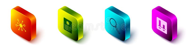 Set Isometric Molecule, Patient Record, Magnifying Glass and Graph ... Set Isometric Molecule, Patient Record, Magnifying Glass and Graph ...