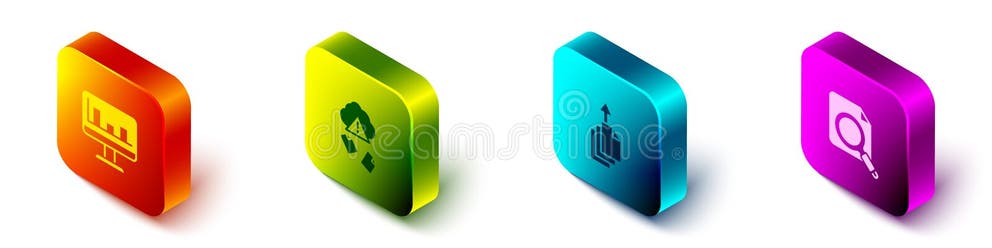 Set Isometric Monitor with Graph Chart, Cloud Hacking, Data Export and Search Concept Folder ...