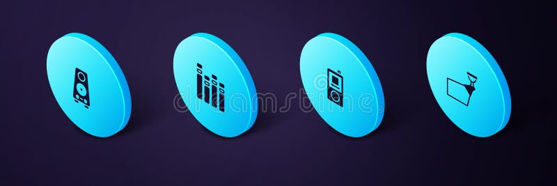 Set Isometric Movie Spotlight, Music Player, Equalizer and Stereo ...