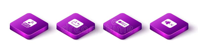 Set Isometric MP3 File, Repeat Track Music Player, Record Button and ...