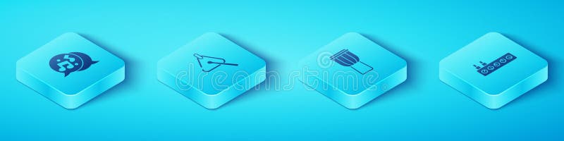 Set Isometric Music Note, Tone, Triangle, Sound Mixer Controller and ...