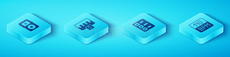 Set Isometric Music Player, Wave Equalizer, Bitrate and Playlist Icon ...