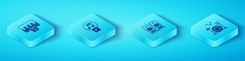 Set Isometric Music Wave Equalizer, Play in Square, Drums and Stereo ...