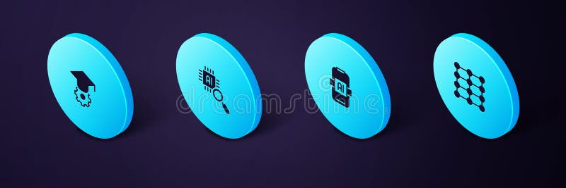 Set Isometric Neural Network, Artificial Intelligence AI, Processor CPU ... Set Isometric Neural Network, Artificial Intelligence AI, Processor CPU ...