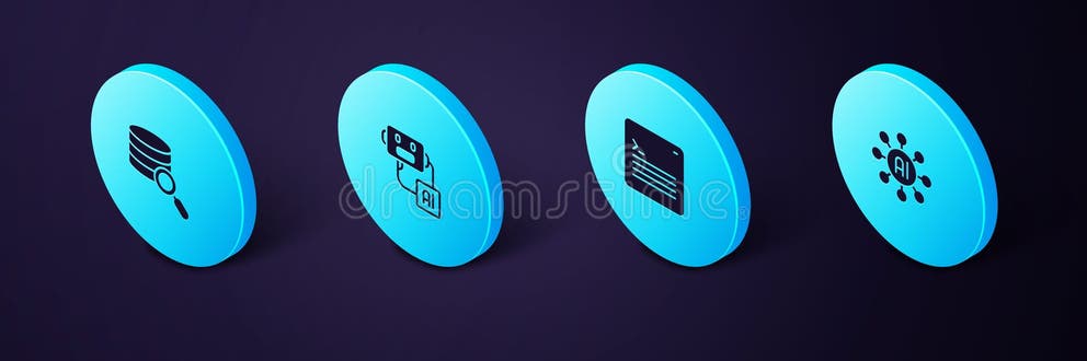 Set Isometric Neural Network, Web Developer Programming Code, Artificial Intelligence Robot and ...