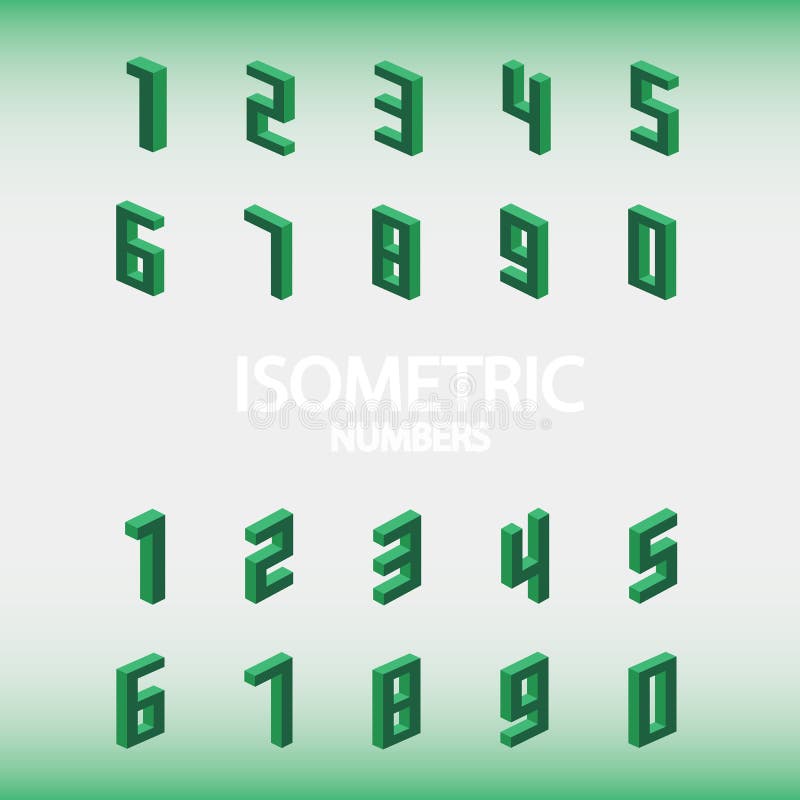 Set of Isometric Numbers Green. Stock Vector - Illustration of seven ...