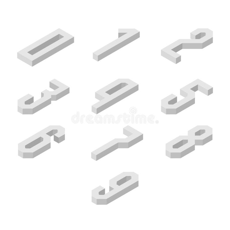 Set of Isometric Numbers Icons, 3d Characters Stock Vector ...