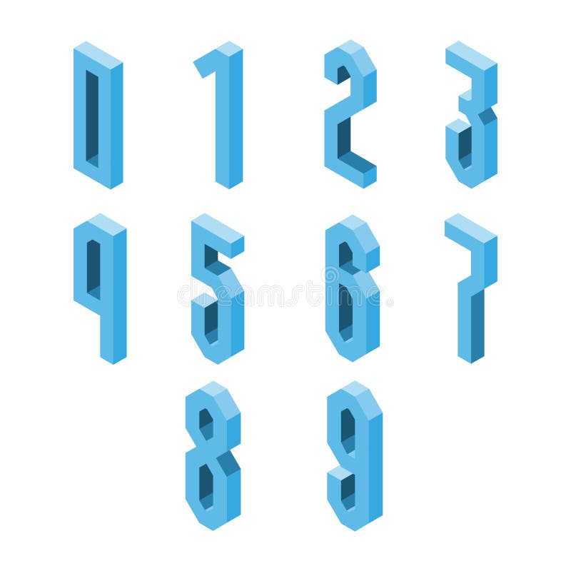 Set of Isometric Numbers Icons, 3d Characters Stock Vector ...