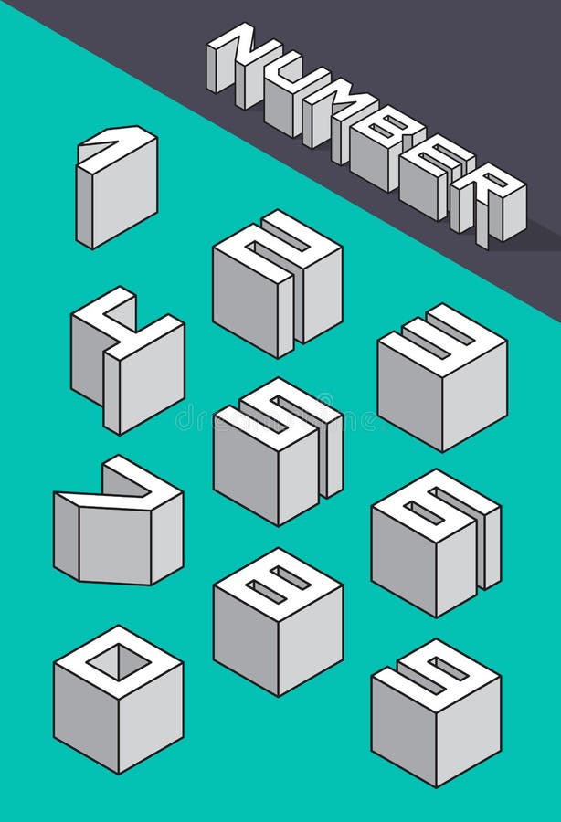 Set of the Isometric Numbers Stock Illustration - Illustration of line ...