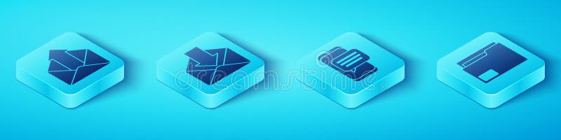 Set Isometric Outgoing Mail, Envelope, Document Folder and Chat ...