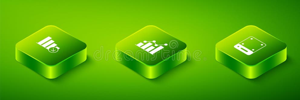 Set Isometric Pie Chart Infographic, Server and Financial Growth Decrease Icon. Vector Stock ...