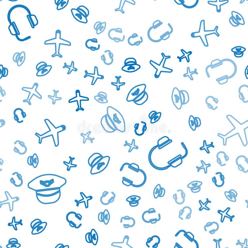 Set Isometric Pilot Hat, Headphones with Microphone and Plane Icon ...