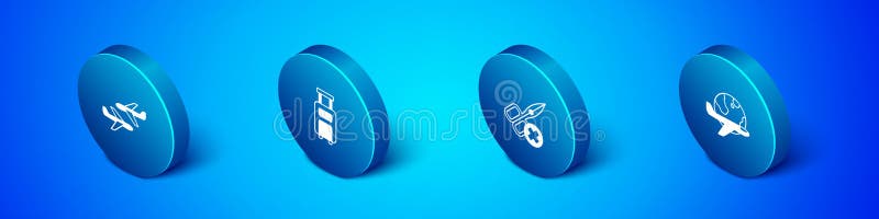 Set Isometric Plane, No Scissors, Globe with Flying Plane and Suitcase ... Set Isometric Plane, No Scissors, Globe with Flying Plane and Suitcase ...