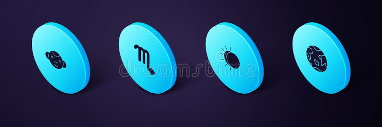 Set Isometric Planet Earth, Eclipse of the Sun, Scorpio Zodiac and ...