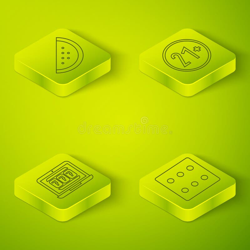 Set Isometric 21 Plus, Laptop and Slot Machine, Game Dice and Casino ...