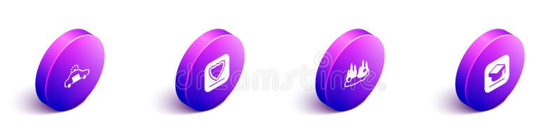 Set Isometric Police Car and Flasher, Shield, Burning and Graduation ...