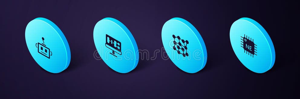 Set Isometric Processor Cpu Neural Network Algorithm And Artificial Intelligence Robot Icon
