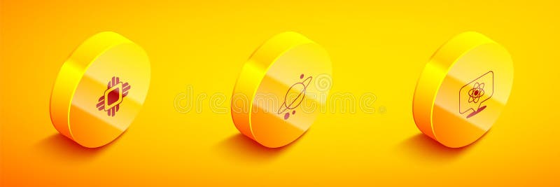 Set Isometric Processor CPU, Planet Saturn and Atom Icon. Vector Stock ... Set Isometric Processor CPU, Planet Saturn and Atom Icon. Vector Stock ...