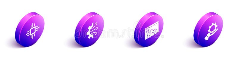 Set Isometric Processor with Microcircuits CPU, Algorithm, Browser Setting and Settings in the ...